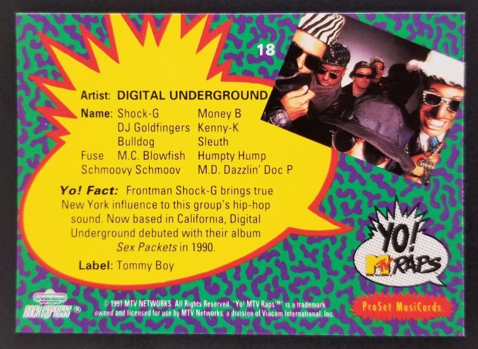 Digital Underground 1991 Yo MTV Rap Music Pro Set Card #18 (NM) | eBay