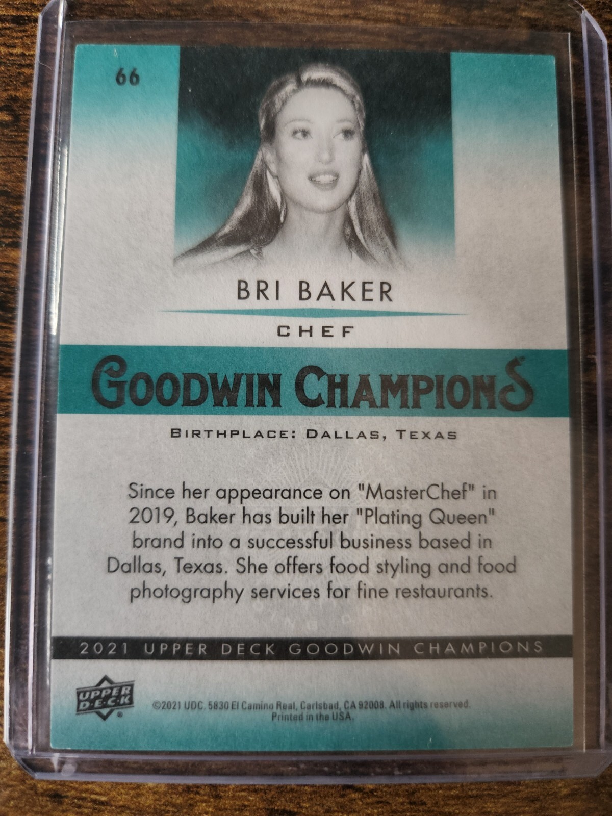 2021 UD Goodwin Champions Bri Baker Rookie RC #66 Chef MasterChef | eBay