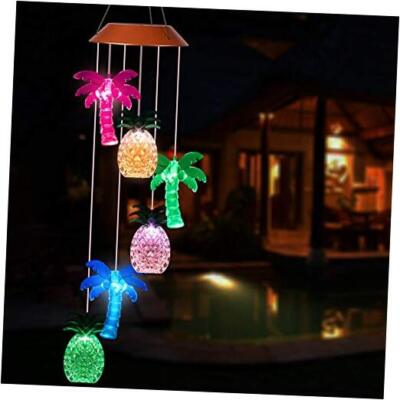 Solar LED Wind Chimes Outdoor - Waterproof Solar Powered Coconut Tree ...
