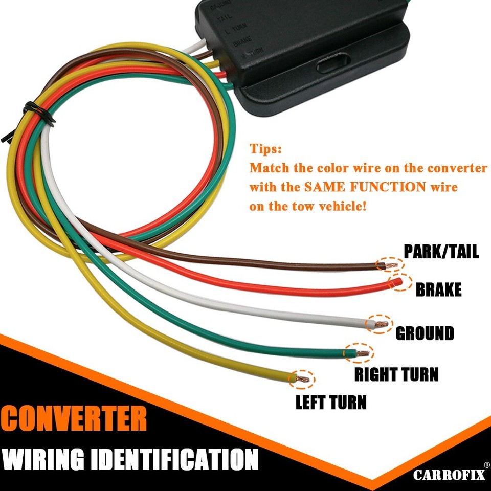 LED Compatible 3 Wire to 2 Wire Taillight Converter with 4 Way Trailer ...
