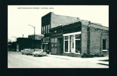 Victor Iowa IA c1962 East Side of Main Street, Old Cars, Westinghouse ...
