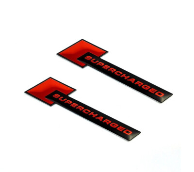 2Pcs Supercharged Emblem Car Logo 3D Raised Metal Badge Rear Trunk (red ...