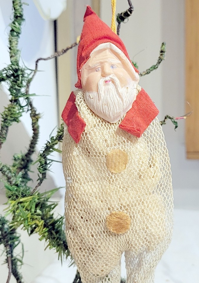 Santa Claus Net Bag Candy Container & Orn, With Celluloid Face. Japan ...