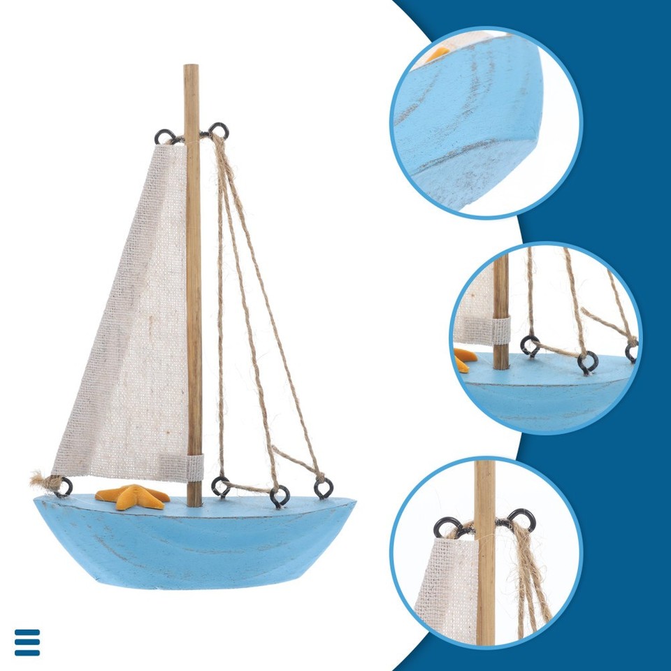 Mediterranean Style Sailboat Models Nautical Wooden Sailing Boat Ship ...