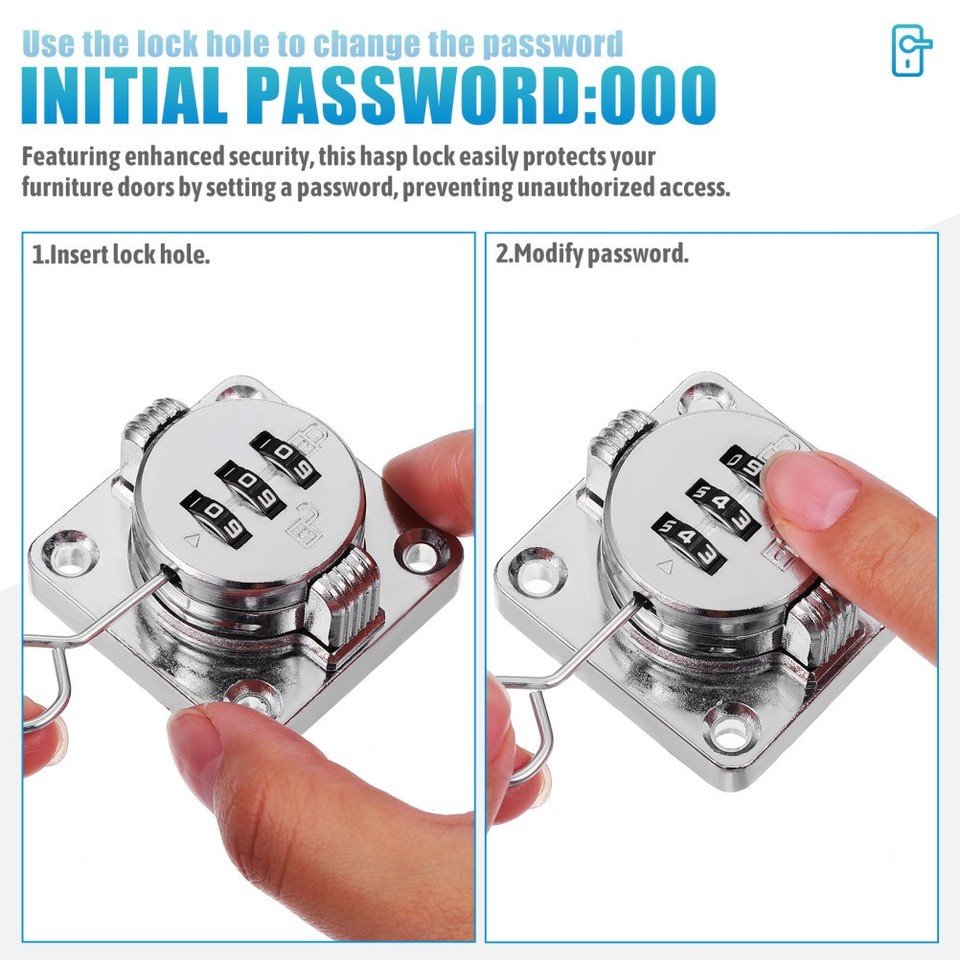 1 Set Cabinet Lock Keyless Combination Double Doors Password Lock ...