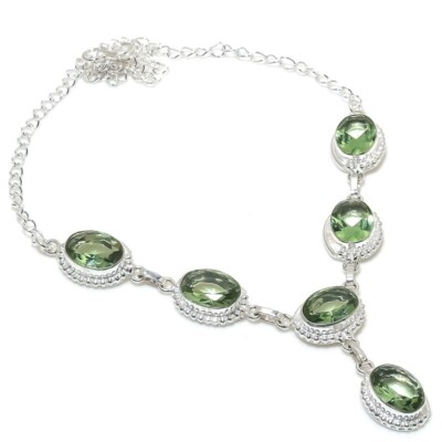 Green Lapis Lazuli Gemstone 925 Sterling Silver Jewelry Necklace Size ...