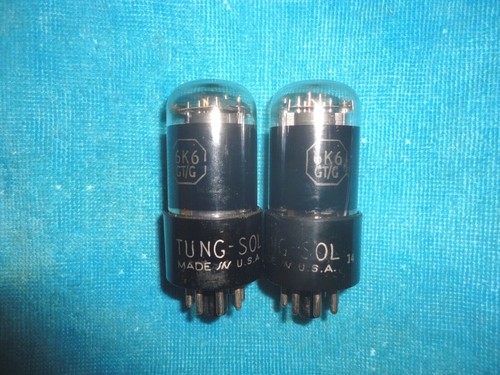(2) TUNG-SOL 6K6GT/G BLACK GLASS AUDIO / GUITAR AMP TUBES - MATCHING ...