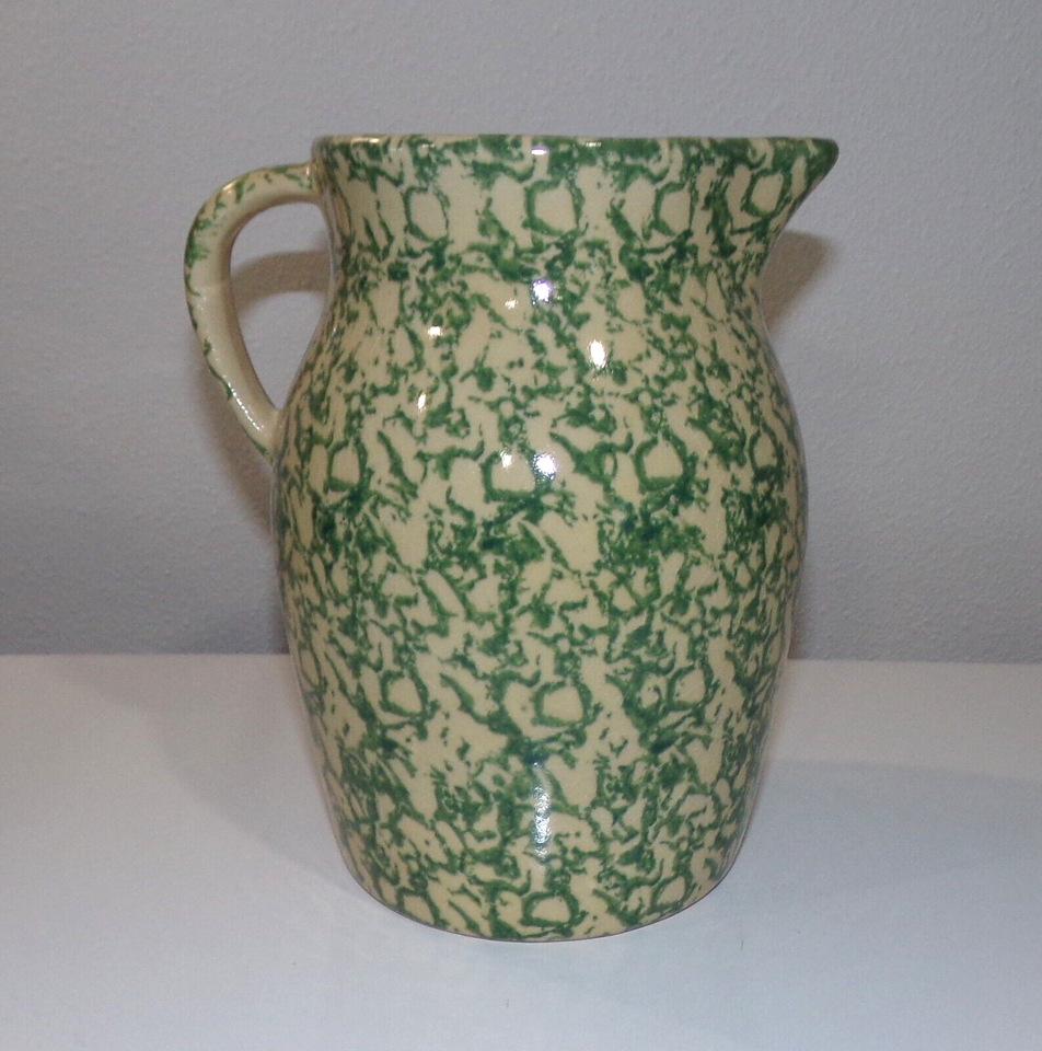 Vintage Robinson Ransbottom Stoneware Spongeware Green Splatter Jug 2 ...