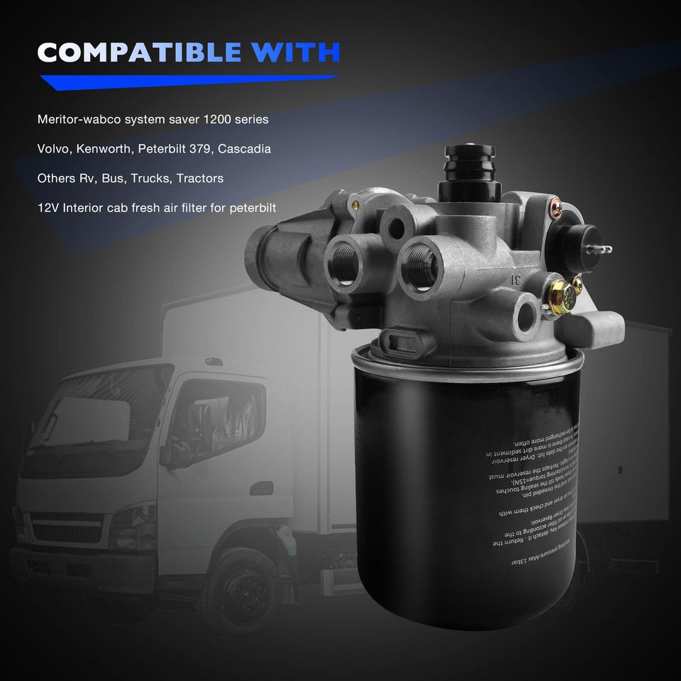 Air Dryer Filter 12V for Wabco Peterbilt Cascadia Volvo R955205 R955300 ...