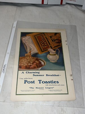 VINTAGE 1910 POST TOASTIES PRINT AD POSTUM CEREAL COMPANY MAGAZINE ...