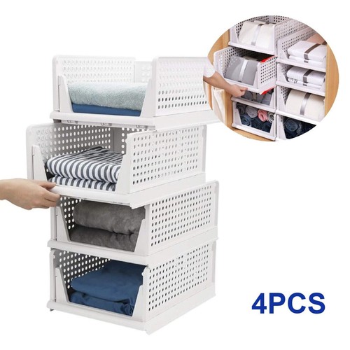 4 PCS Foldable Cloth Storage Box Drawer Baskets Easy Open and Folding ...