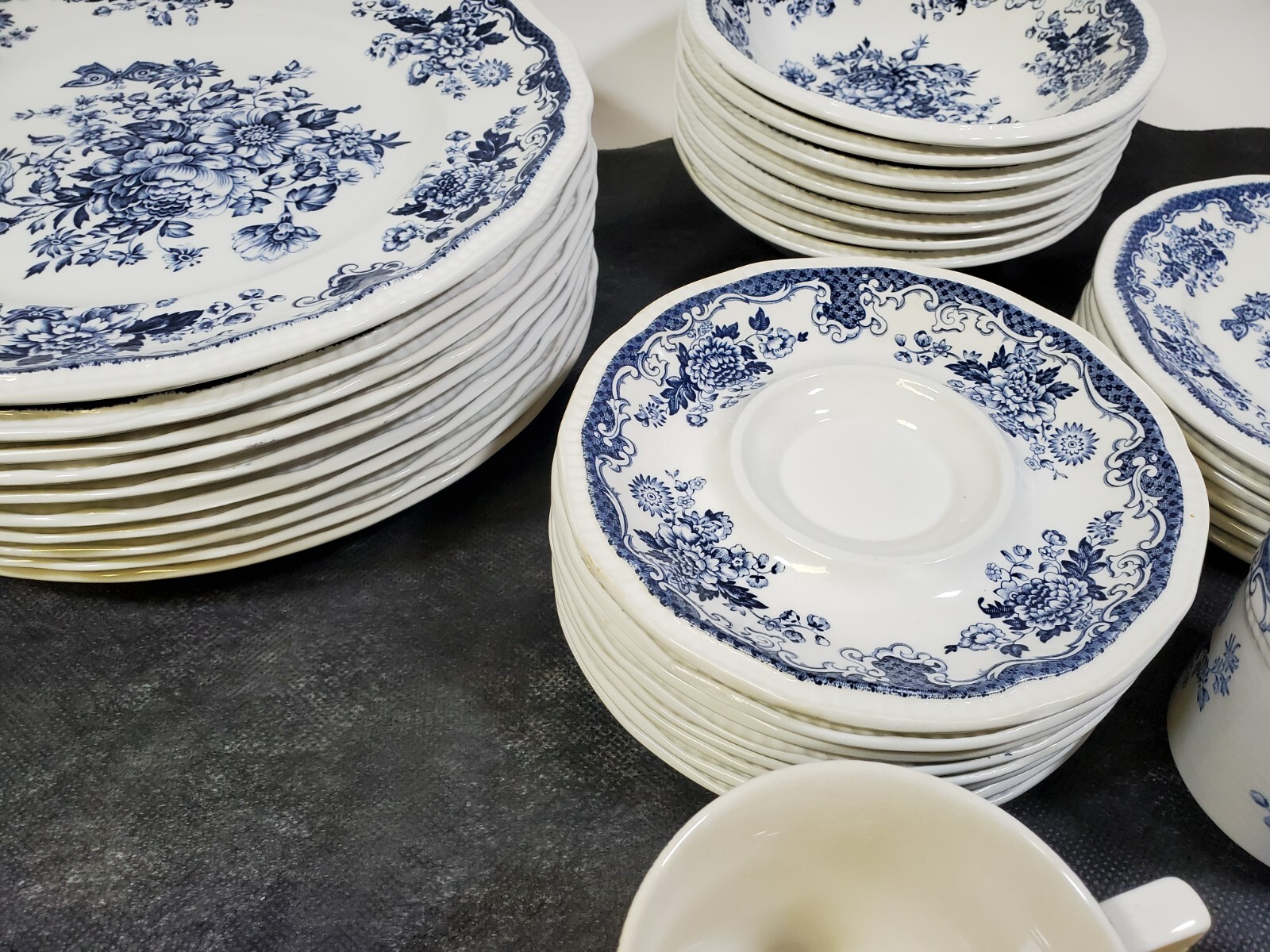 KENSINGTON England STAFFORDS Balmoral Blue Plates, Cups, Bowls SOLD BY ...