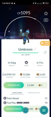 Shiny Umbreon Scarf Night Pokemon GO | eBay