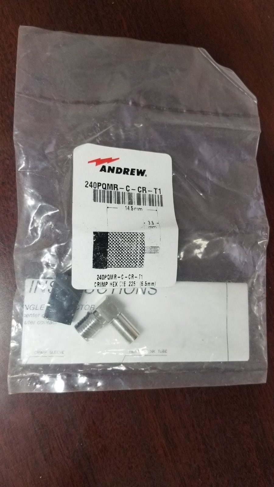 Andrew 240PQMR-C-CR-T1 Right Angle QMA Male Crimp Connector NEW! | eBay
