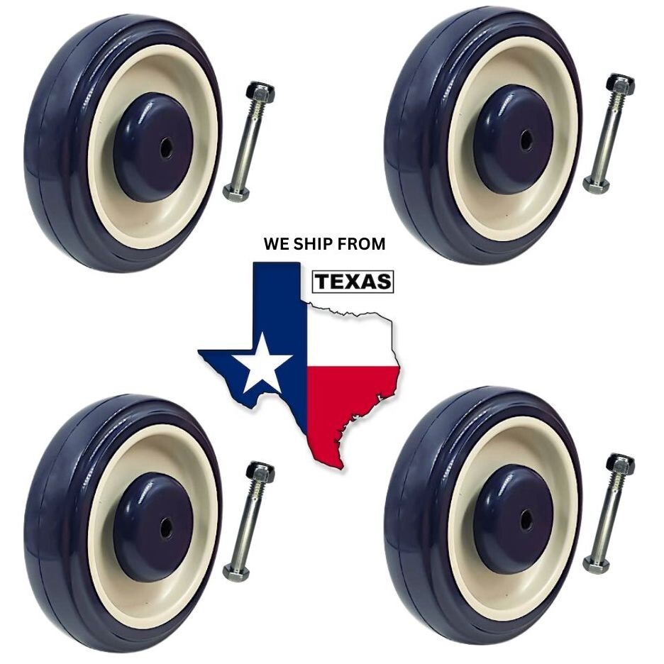 Set of 4 wheels | 5" Diameter wheels for Shopping Cart | Nuts and Bolts ...
