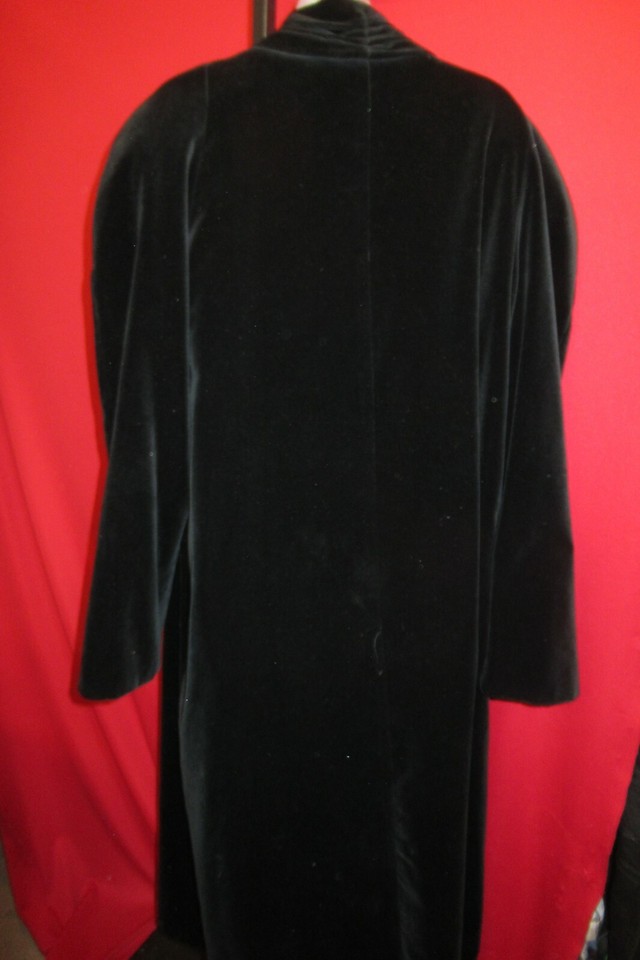 Vintage Black Velvet Edwardian Maxi Opera Swing Coat XL Plus size Satin ...