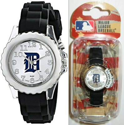 Game Time MLB/FLB DETROIT TIGERS Old English D "Flash Black" Watch New ...