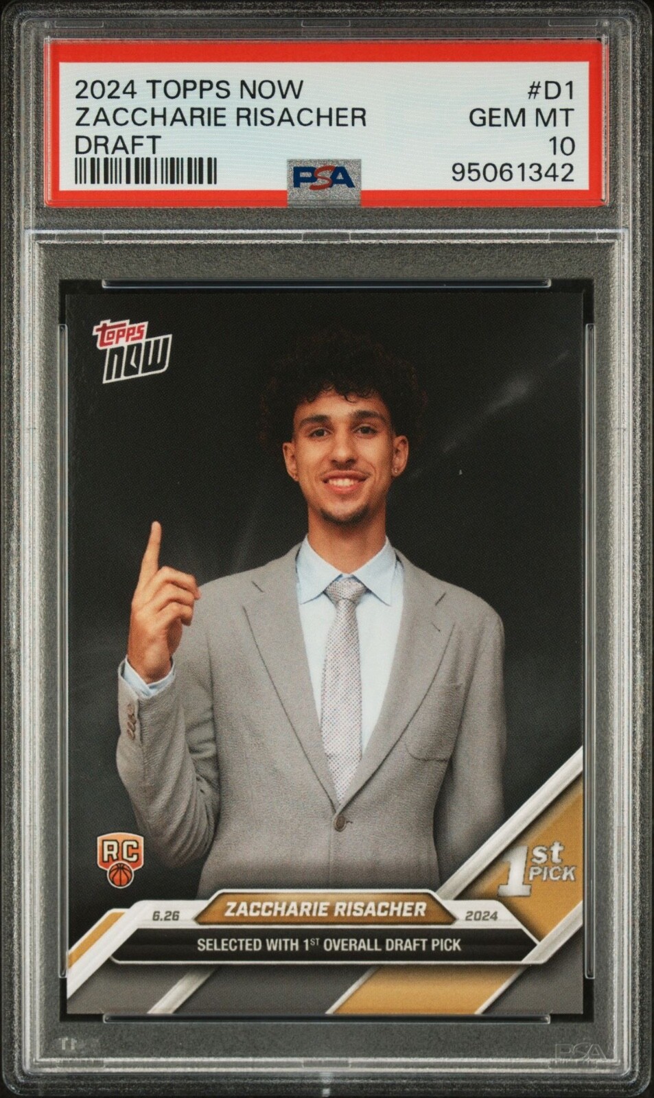 2024-25 Topps Now Zaccharie Risacher #D1 RC Rookie-DRAFT PSA 10 GEM MT ...