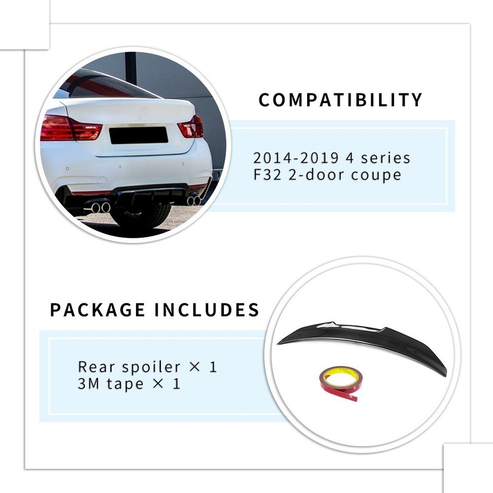 Real Carbon Fiber Spoiler For 14-20 BMW F32 Coupe 428i 430i 435i PSM ...