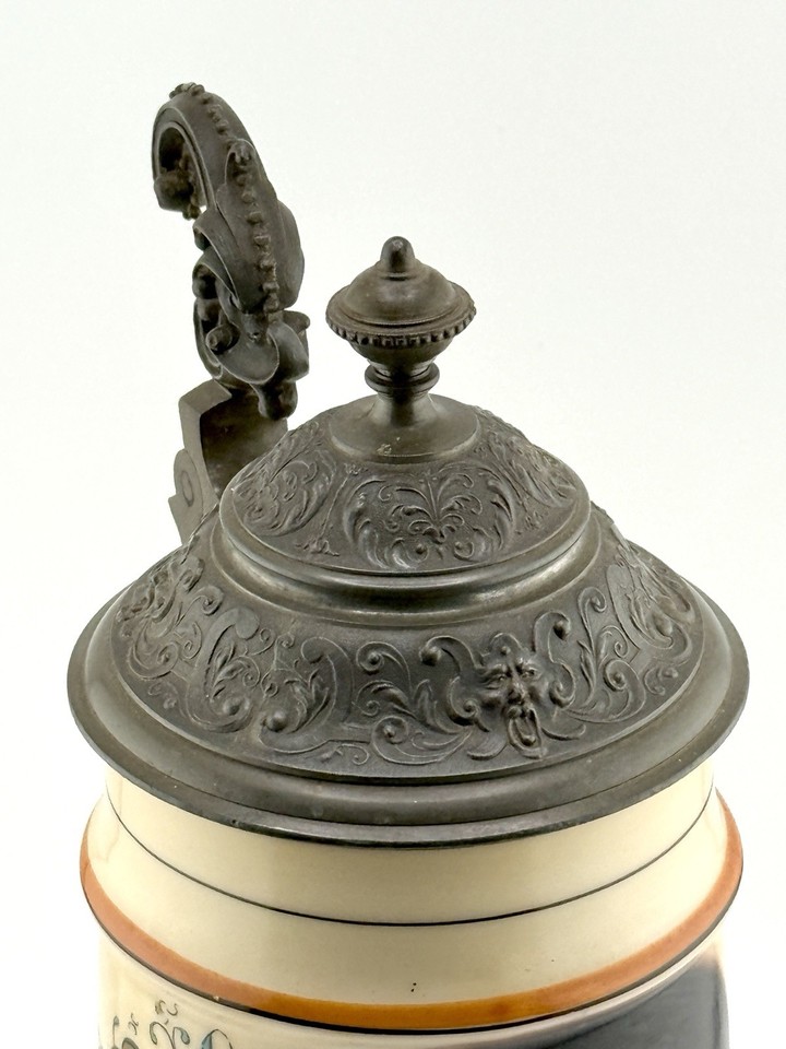 Vintage German Lithophane Beer Stein Aus Reichenhall Pewter Lid 0.5L ...