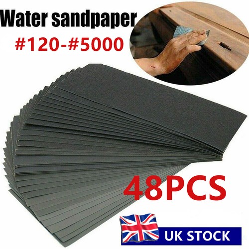 48Pcs Wet and Dry Sand Paper Mixed Assorted Grit 120-5000 Car Paint ...