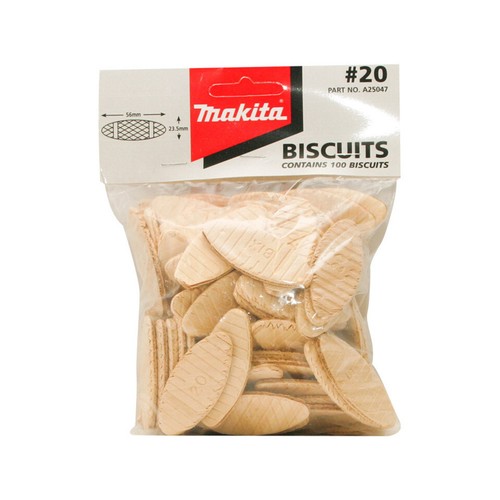 Makita #20 Biscuits 100 Pack - 56mm x 23.5mm - Fits Most Machines ...