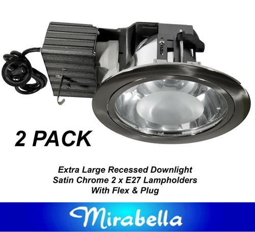 2 x Double Downlight Fittings 240V 2 x E27 Screw 210mm Diameter with ...