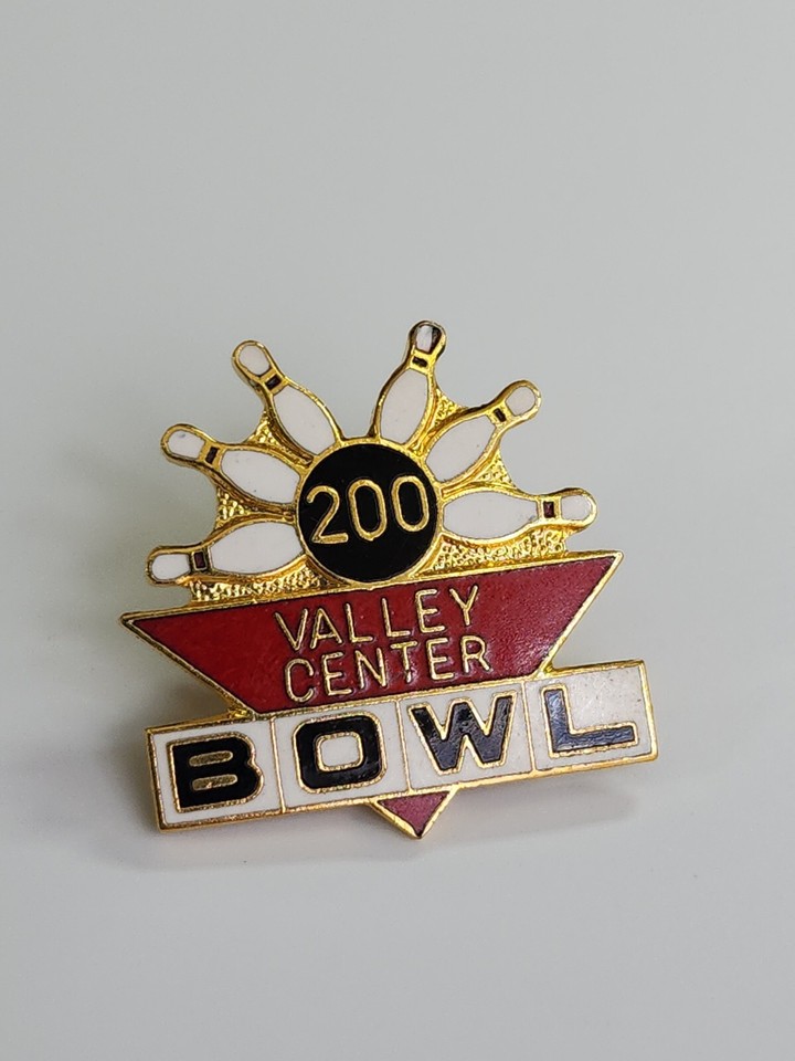 Valley Center Bowl Achievement Pin 200 Game Red White & Gold Colors | eBay