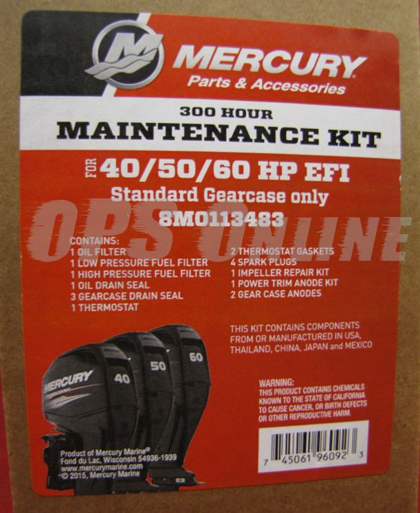 OEM Mercury 300 Hour Maintenance Kit 40-50-60 HP EFI 4 Cyl. 4-Stroke ...