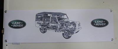 land rover series 3 swb large pvc WORK SHOP BANNER garage man cave SHOW ...