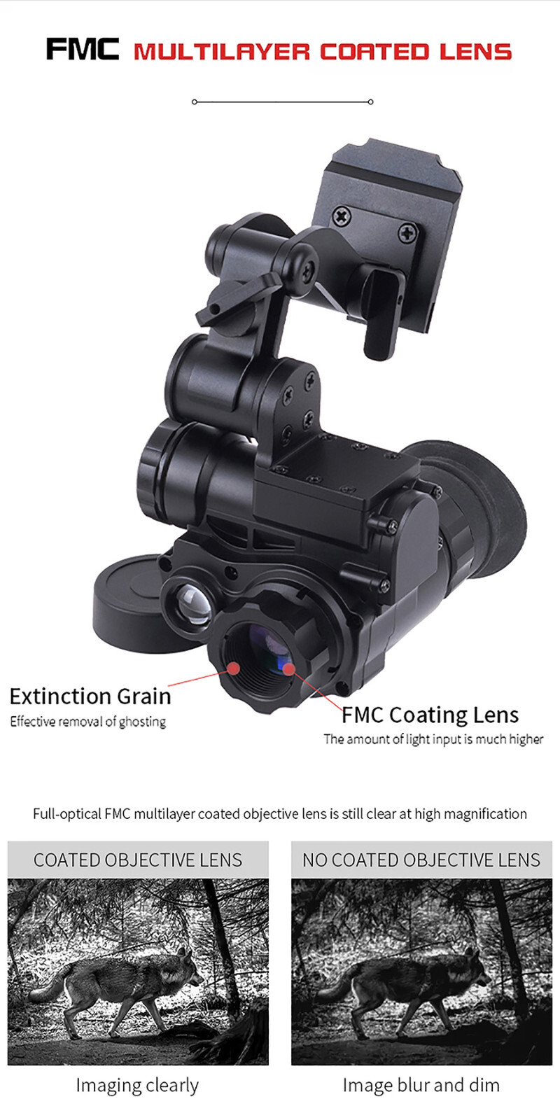 NVG-10 1x Optical / 1x-3x Digital Zoom Wide View Infrared Night Vision ...