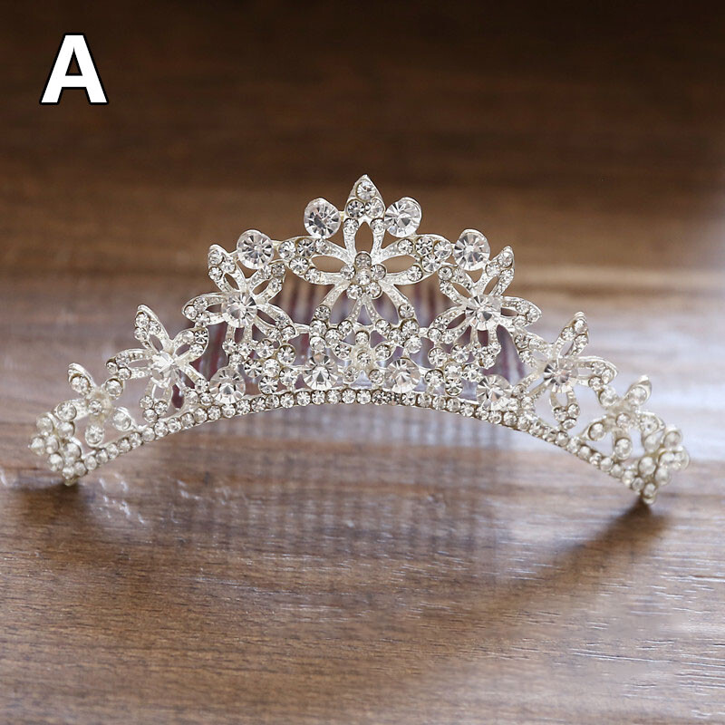 Womens Pearl Crown With Comb Princess Rhinestone Tiara Wedding Headband ...