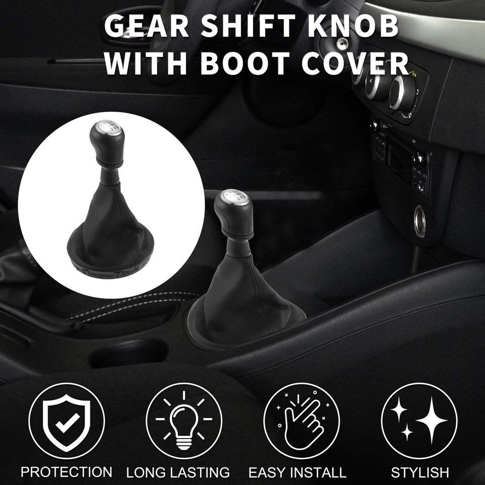 6 Speed Manual Gear Shift Knob with Cover for VW Transporter T5 T6 Faux ...