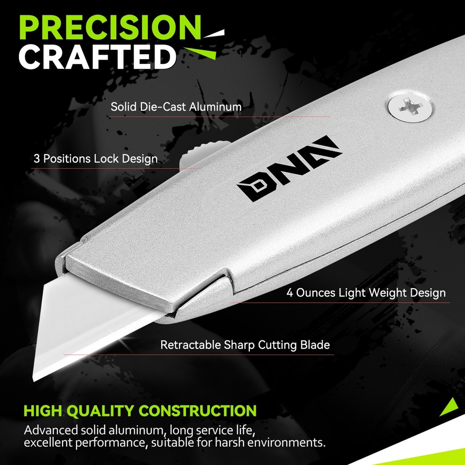 2 Pack Heavy Duty Durable Sharp Razor Blade Retractable Utility Knife ...