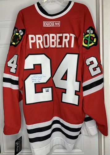 Rare Bob Probert Signed & Insc “3000 PIM 3/11/00 Chicago Blackhawks CCM ...