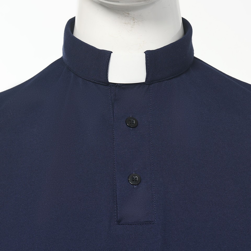 Mens Clergy Polo Shirt Priest Vicar T Shirt Pastor Tops with Clerical ...