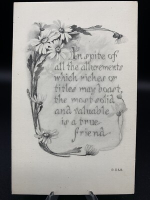 ANTIQUE FRIEND POEM G&B - Antique Postcard, hand drawn design, unused ...