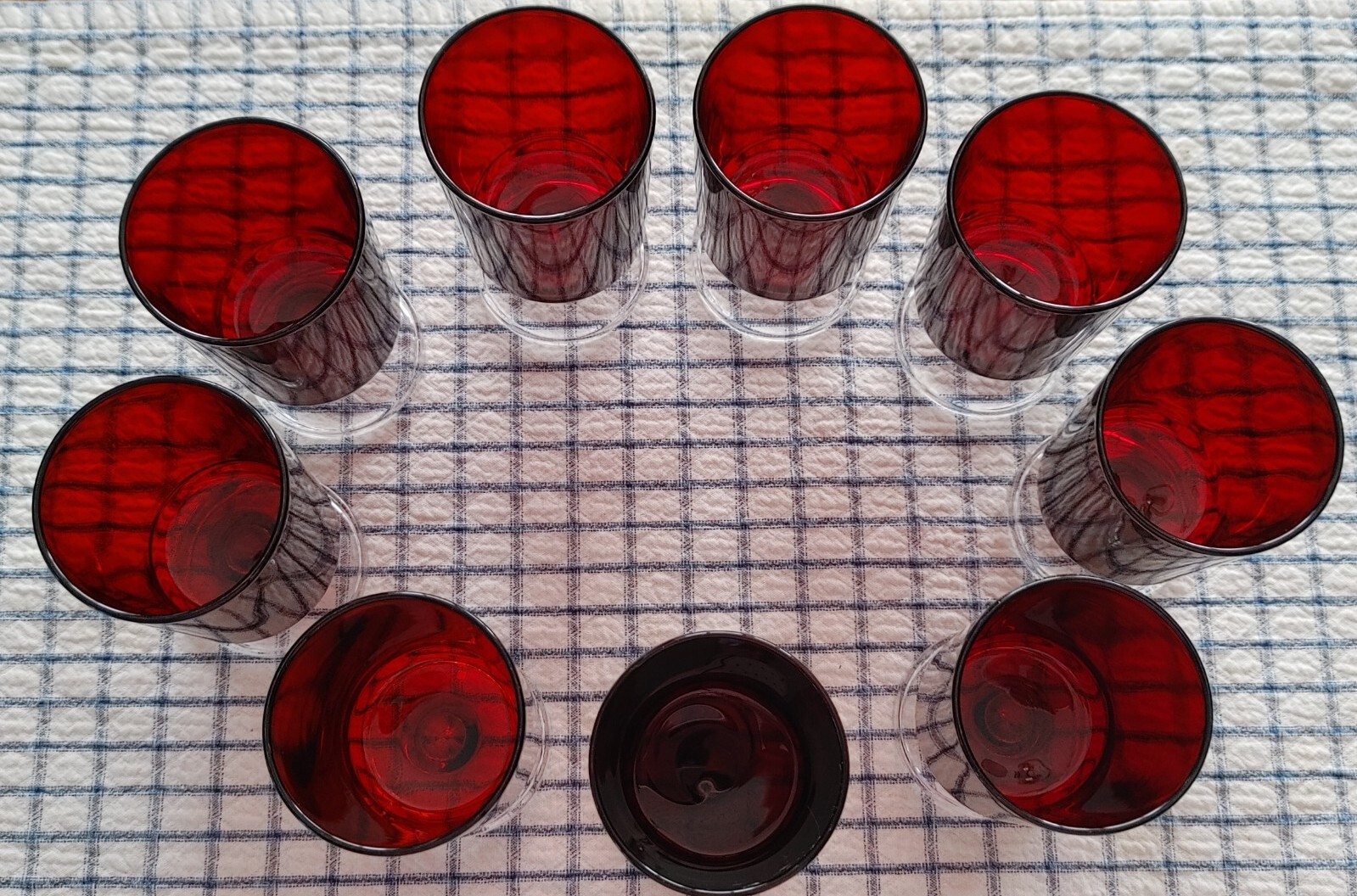 EC Ruby Red Glasses ARCOROC French Stemware Glassware Ruby Red 1960s ...