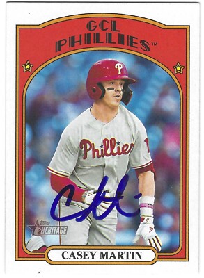CASEY MARTIN SIGNED 2021 TOPPS HERITAGE MINORS BASEBALL CARD PHILLIES ...