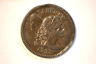 1795 Plain Edge Flowing Hair Large Cent- EF/AU with a few hits. Amazing ...