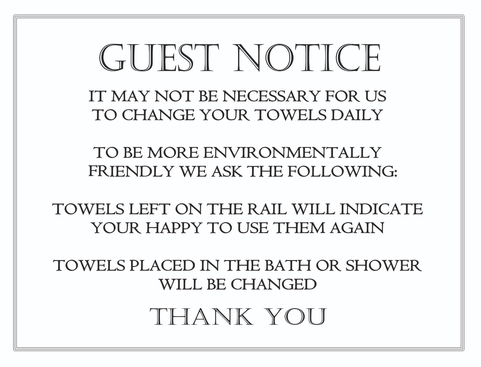 TOWEL CONSERVATION NOTICE BATHROOM VINYL STICKER, HOTEL, GUEST HOUSE, B ...