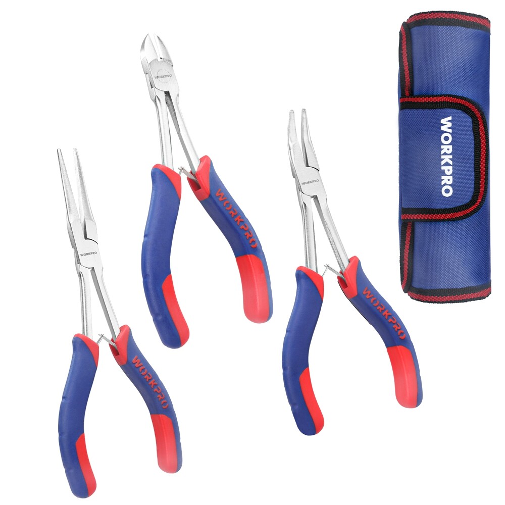 WORKPRO 3PCS Long Reach Pliers w/7"Needle Nose 6"Bent Nose 5-1/2 ...