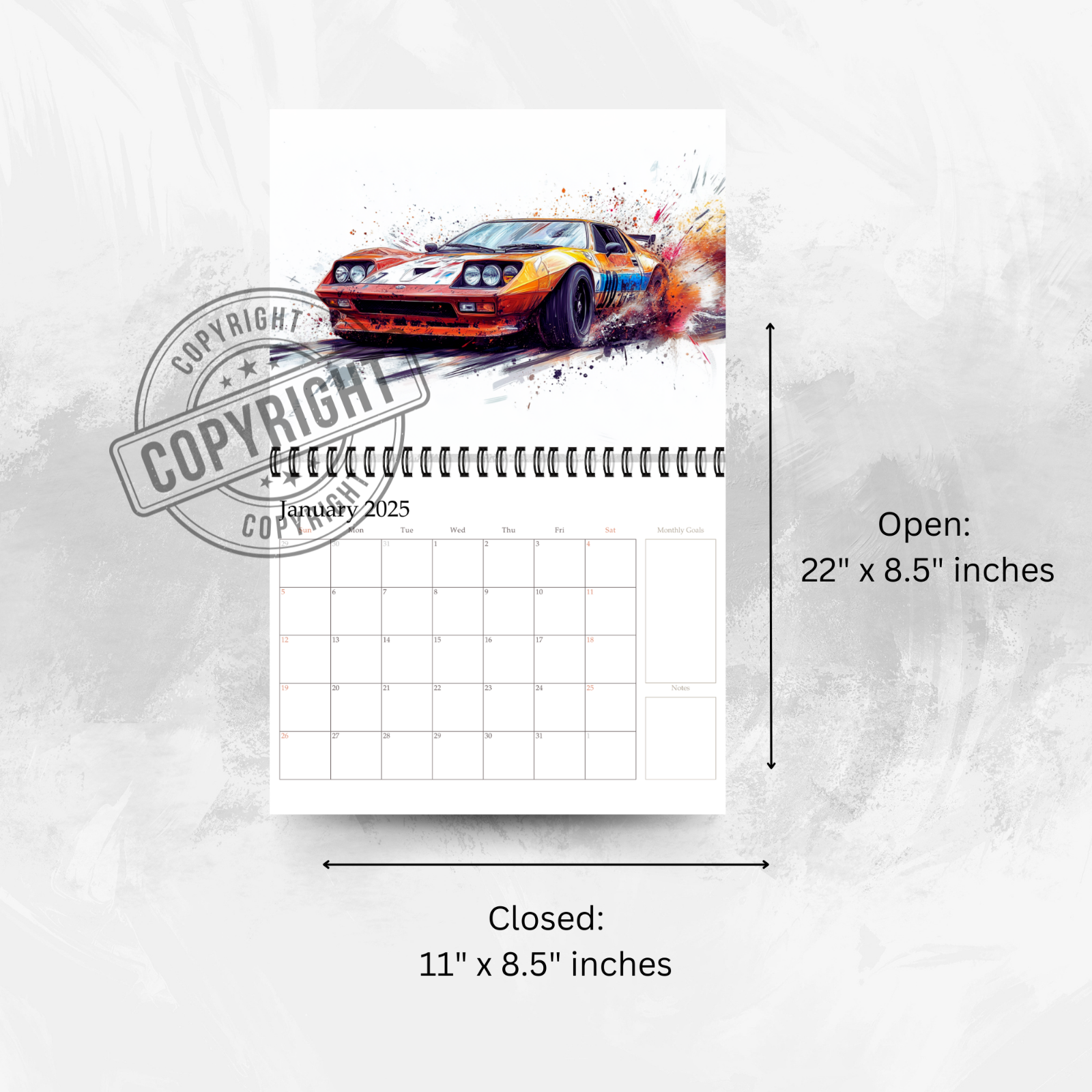 2025 Sportscar Calendar | 12 Month Calendar | Hot Rod Calendar | Wall ...