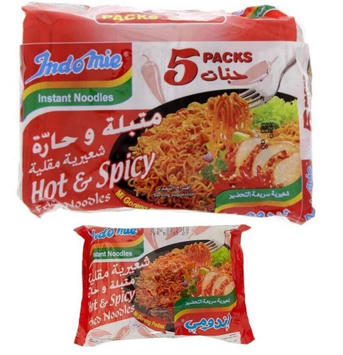5 Packet X INDOMIE Instant Noodles Fried Noodles Hot and Spicy Flavor ...