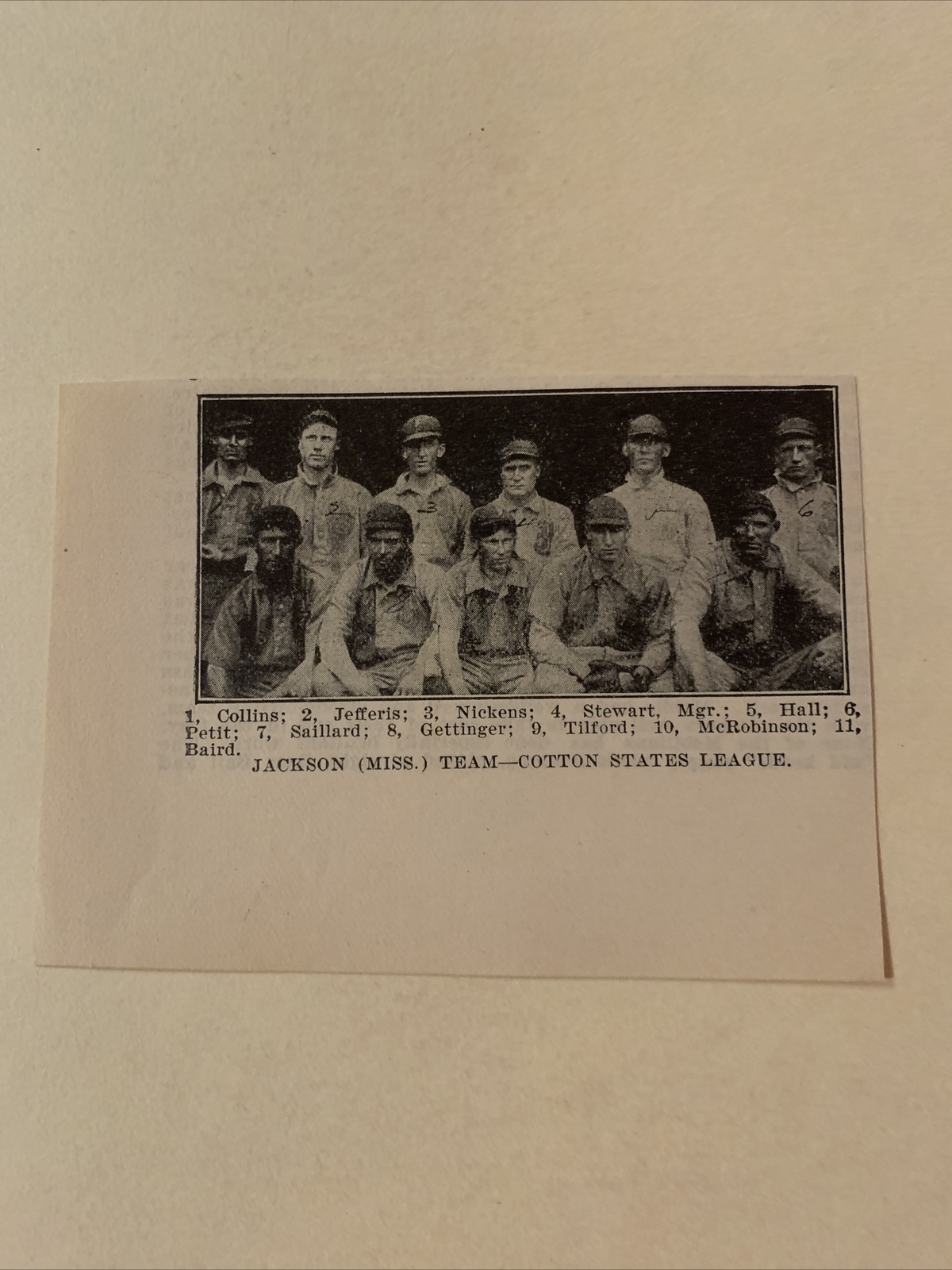 Jackson Senators Tom Gettinger Ace Stewart O. Collins 1906 Baseball ...