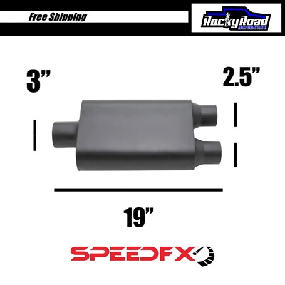 3” Single Inlet Performance Muffler w/ Dual 2.5” Outlet Stainless Steel ...