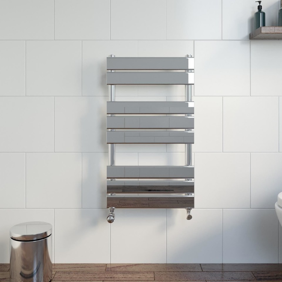 Flat Panel Heated Towel Rail Radiator Rack Chrome Designer Bathroom Rad ...