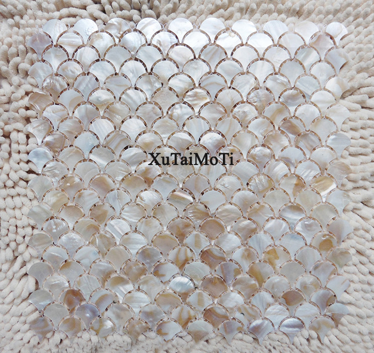 fish scale shell mosaic tile mother of pearl kitchen backsplash wall ...