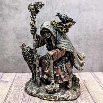 Cailleach Celtic Goddess Bronze Figurine Wolf Raven Witch Pagan Magic ...