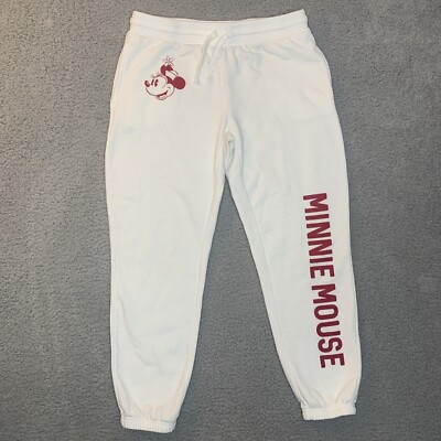 Minnie Mouse Disney Sweatpants Jogger Fleece White Med Red Logo | eBay